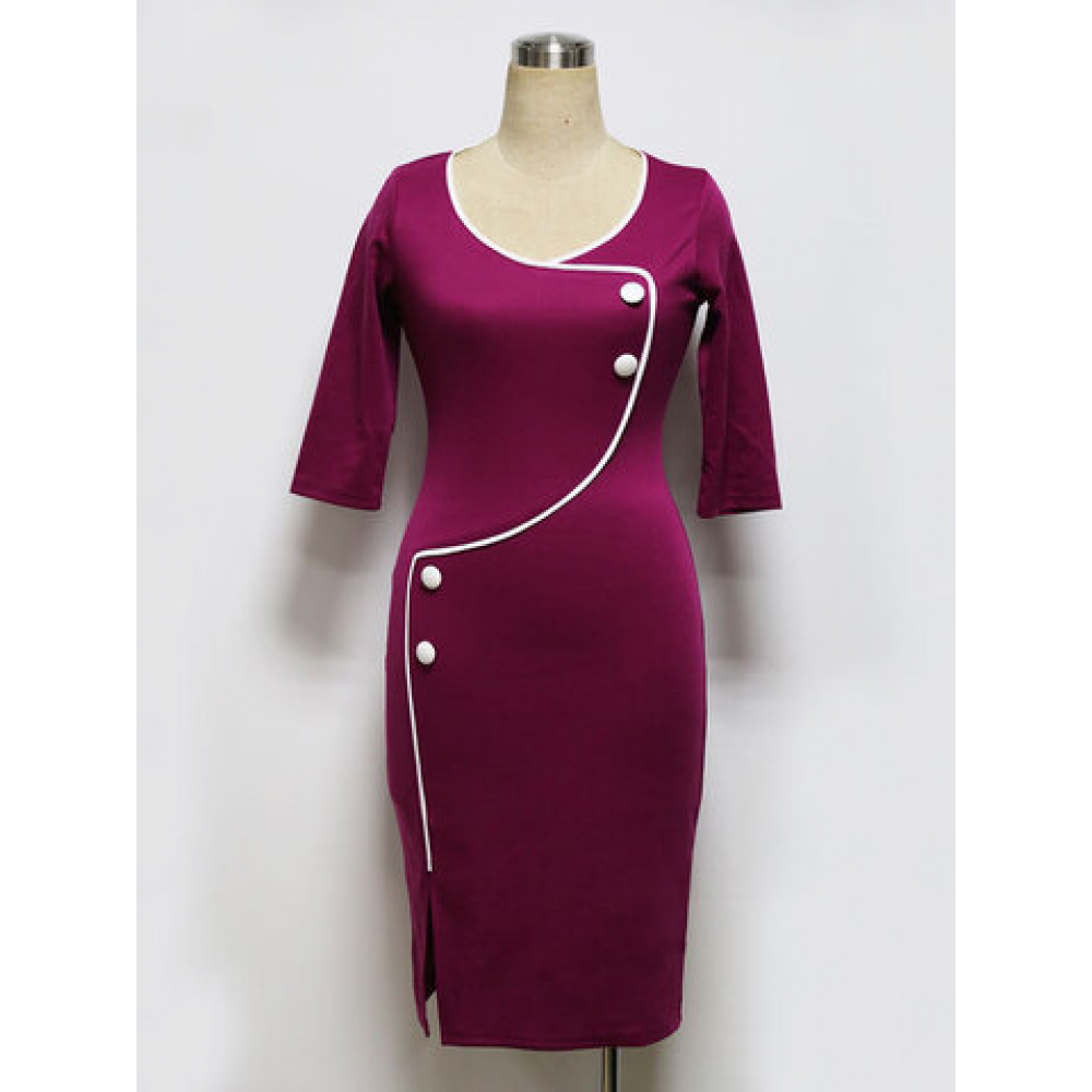 Cross Wrap Solid Color Half Sleeve Dress For Women Dresses